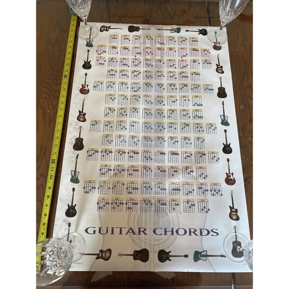 Guitar | Accents | Vintage Rare Guitar Chord Poster Reference Guide ...
